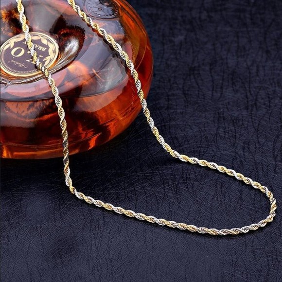 Accessories | 3 Mens 18k Gold Diamond Cut Rope Chain Necklace Two Tone ...